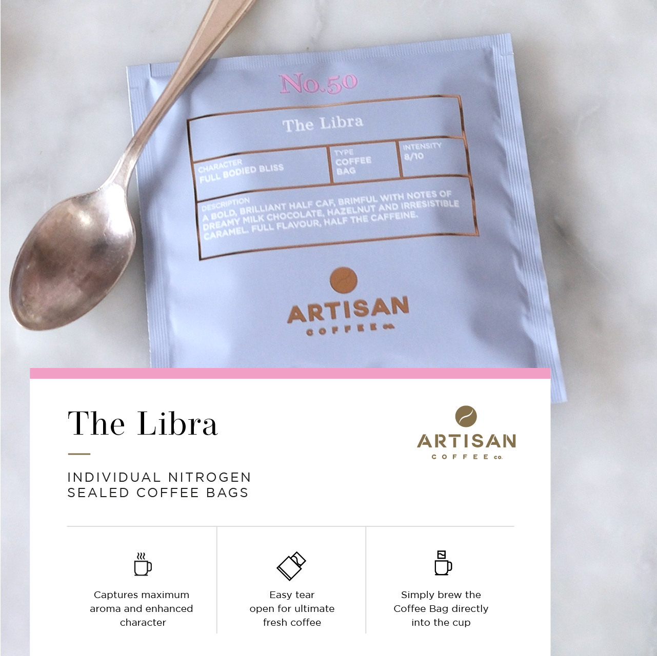 The Libra Halfcaf | Low Caf Coffee Bags | Artisan Coffee Co.